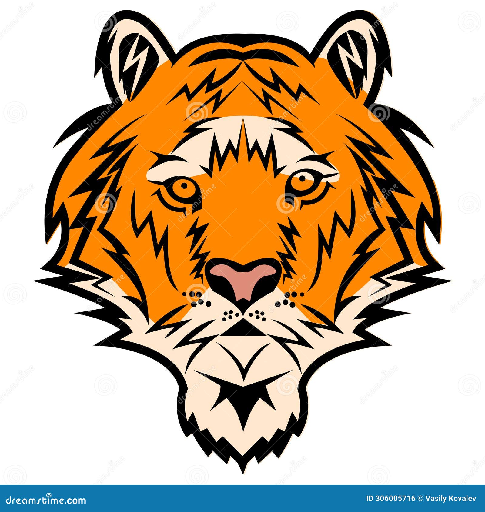 Stylized Tiger Face Vector Illustration Stock Vector - Illustration of ...