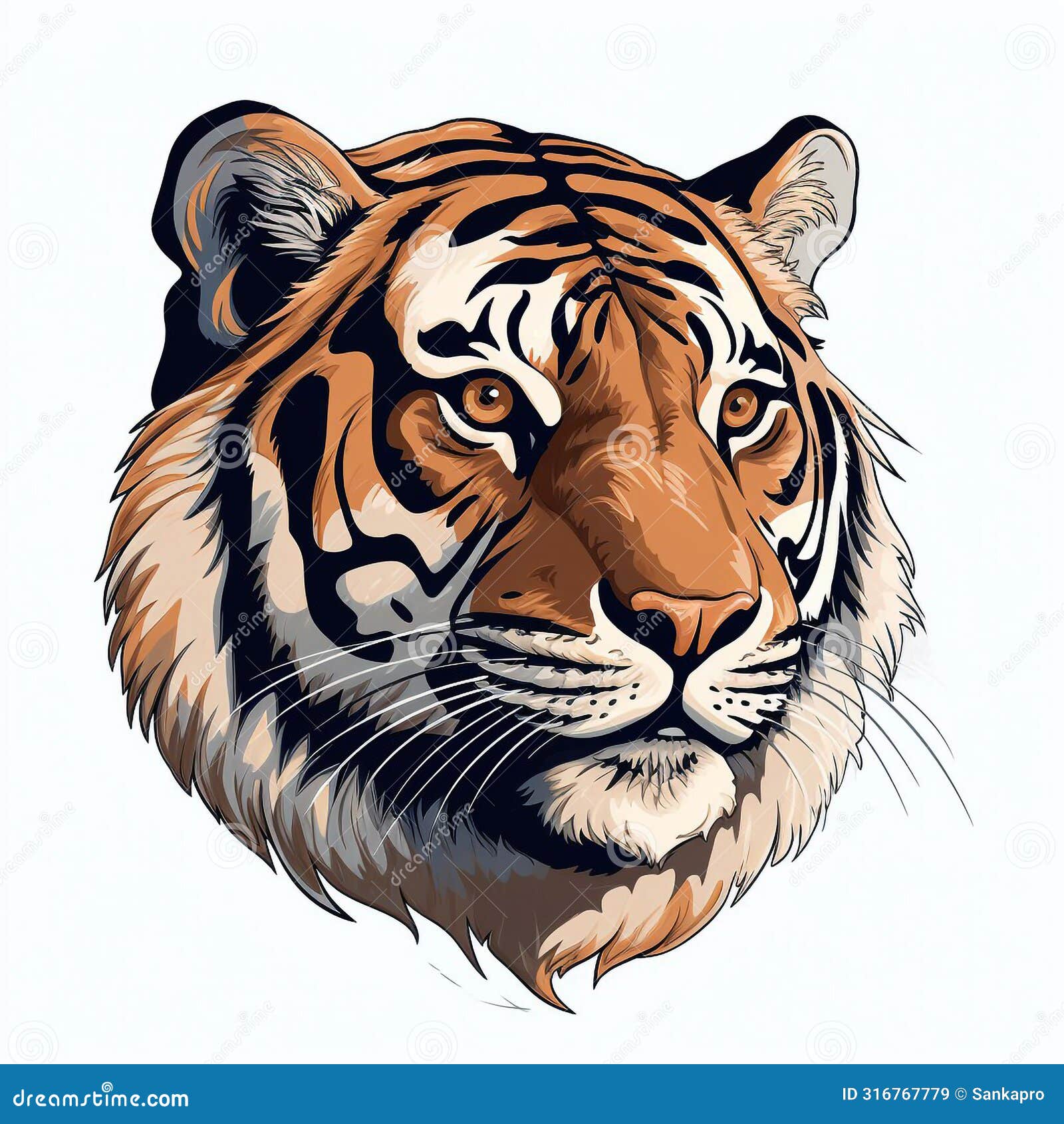 Stylized Tiger Head Drawn in Vector Style5 Stock Illustration ...