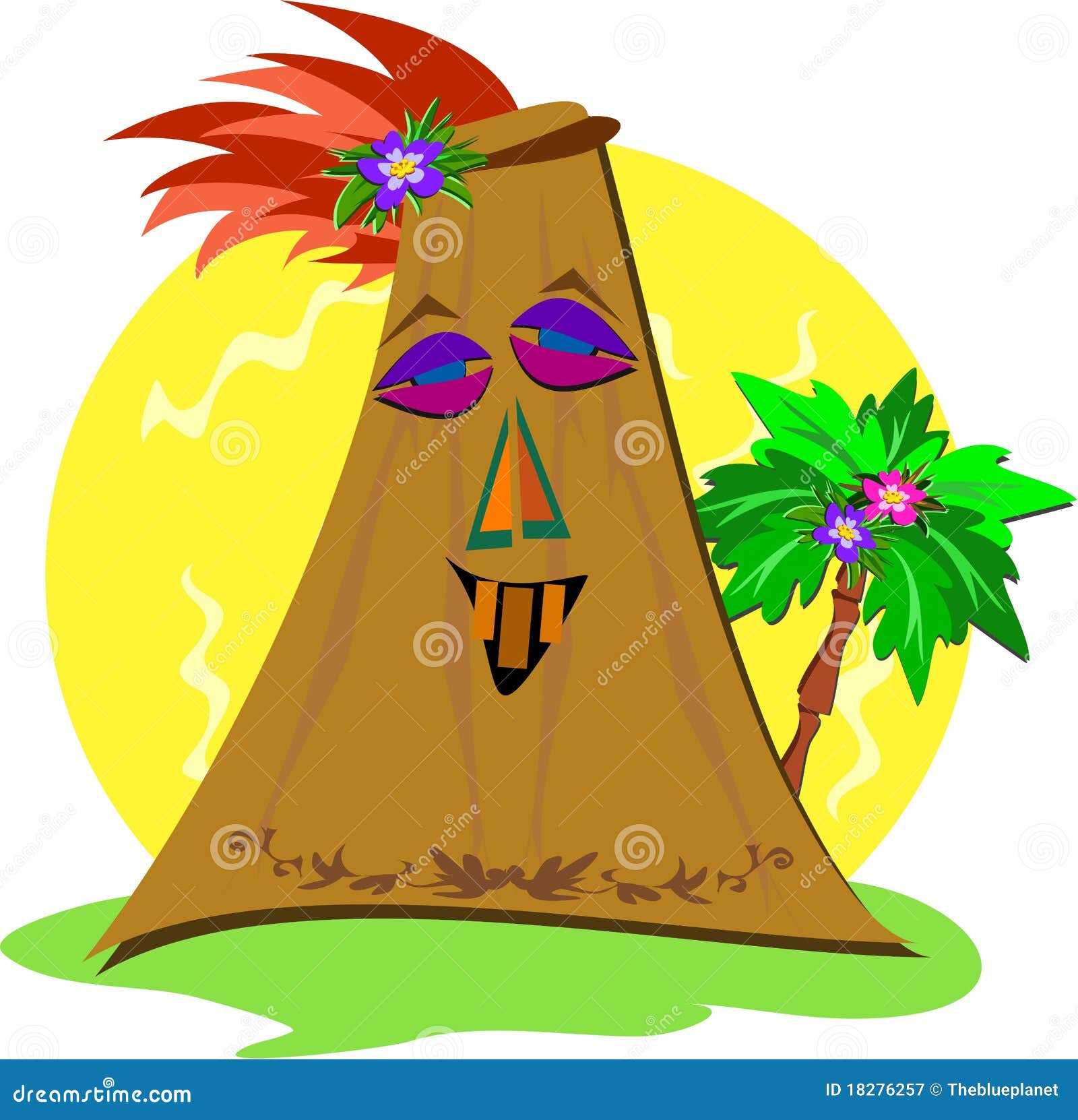 Stylized Tiki With Palm Tree Cartoon Vector | CartoonDealer.com #18276257