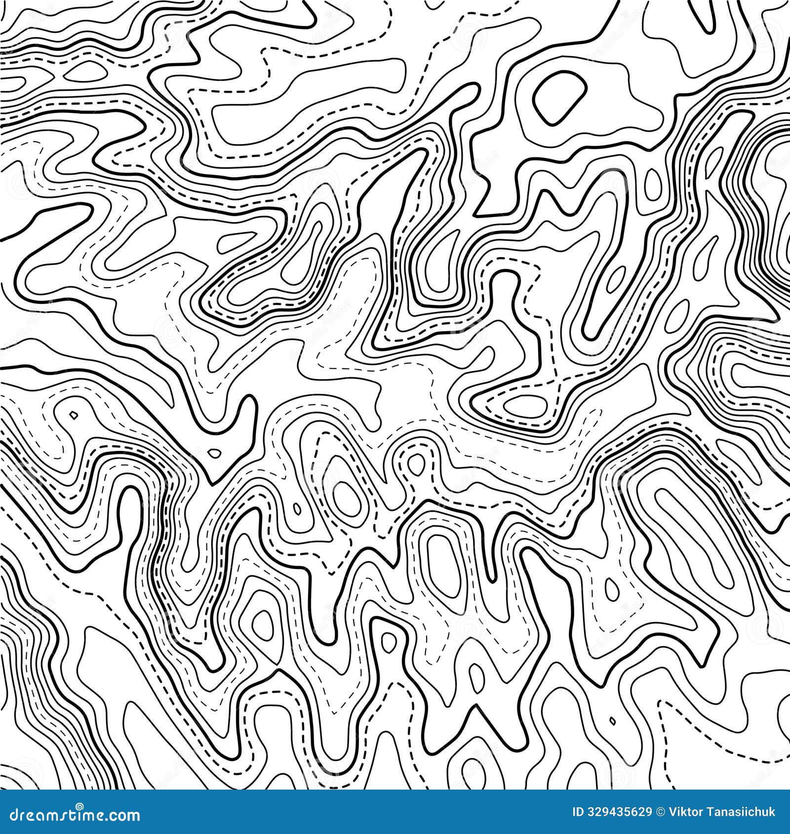Stylized Topographic Map Outline Height In Lines And Contours. The ...