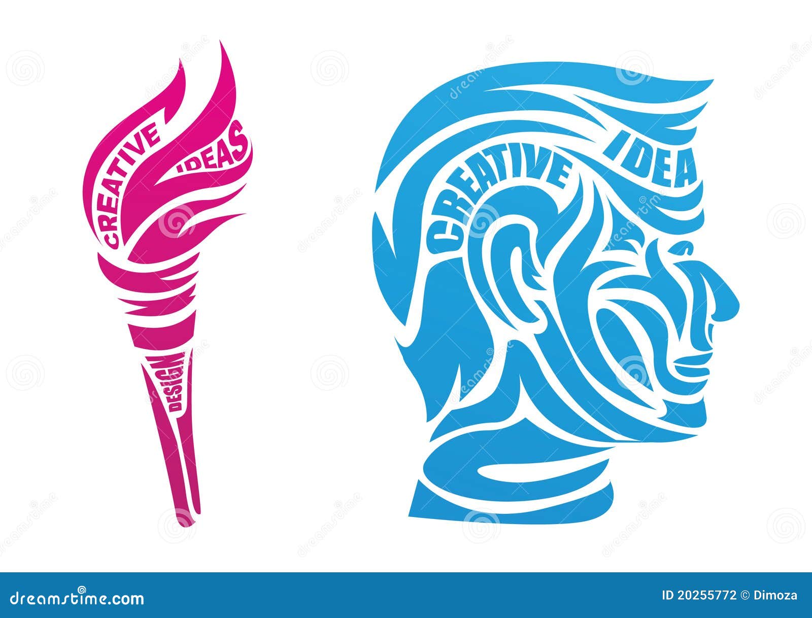 Stylized Torch and Man S Face in Profile Stock Vector - Illustration of ...