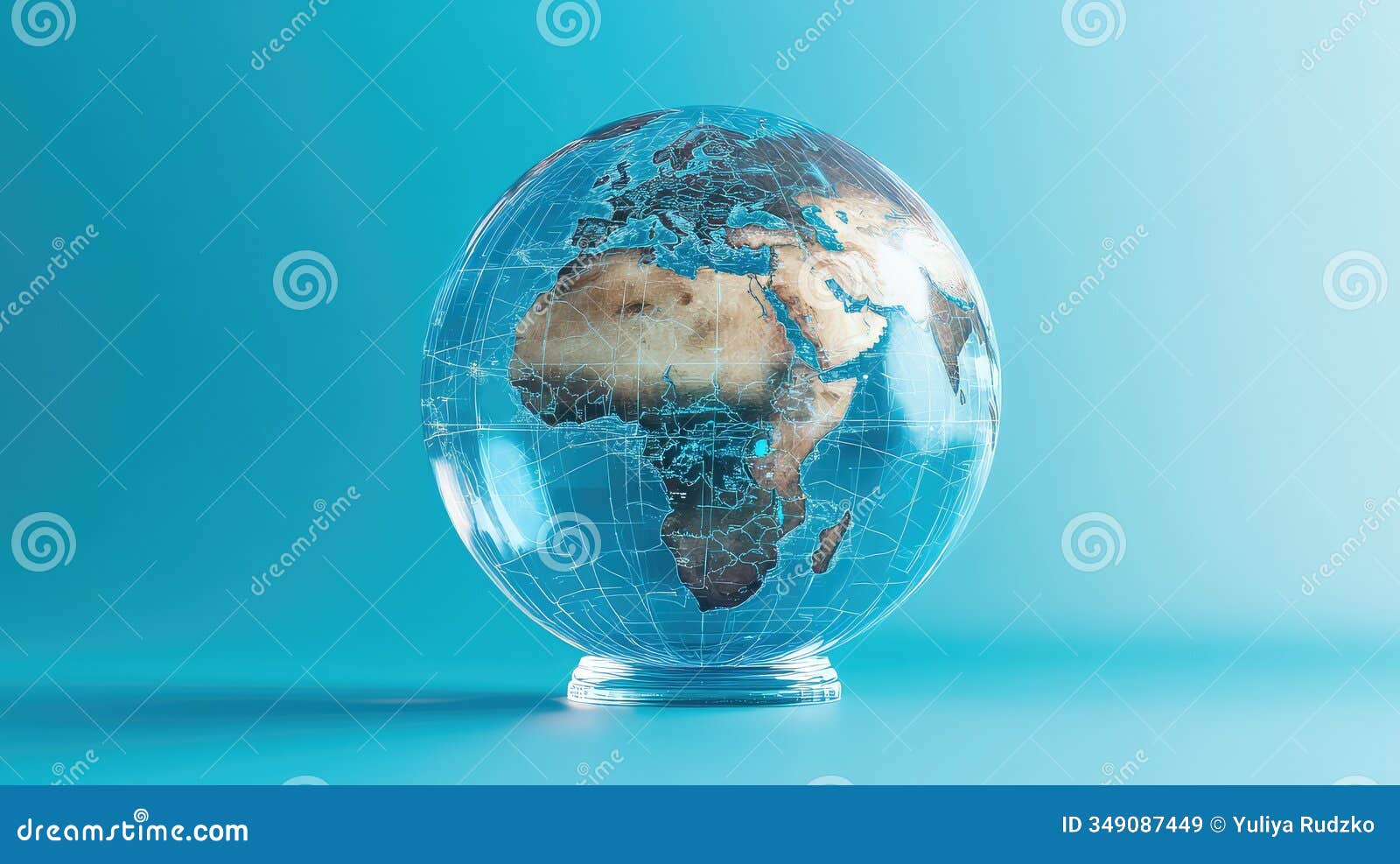 Stylized Transparent Globe Representing Global Connectivity with Focus ...