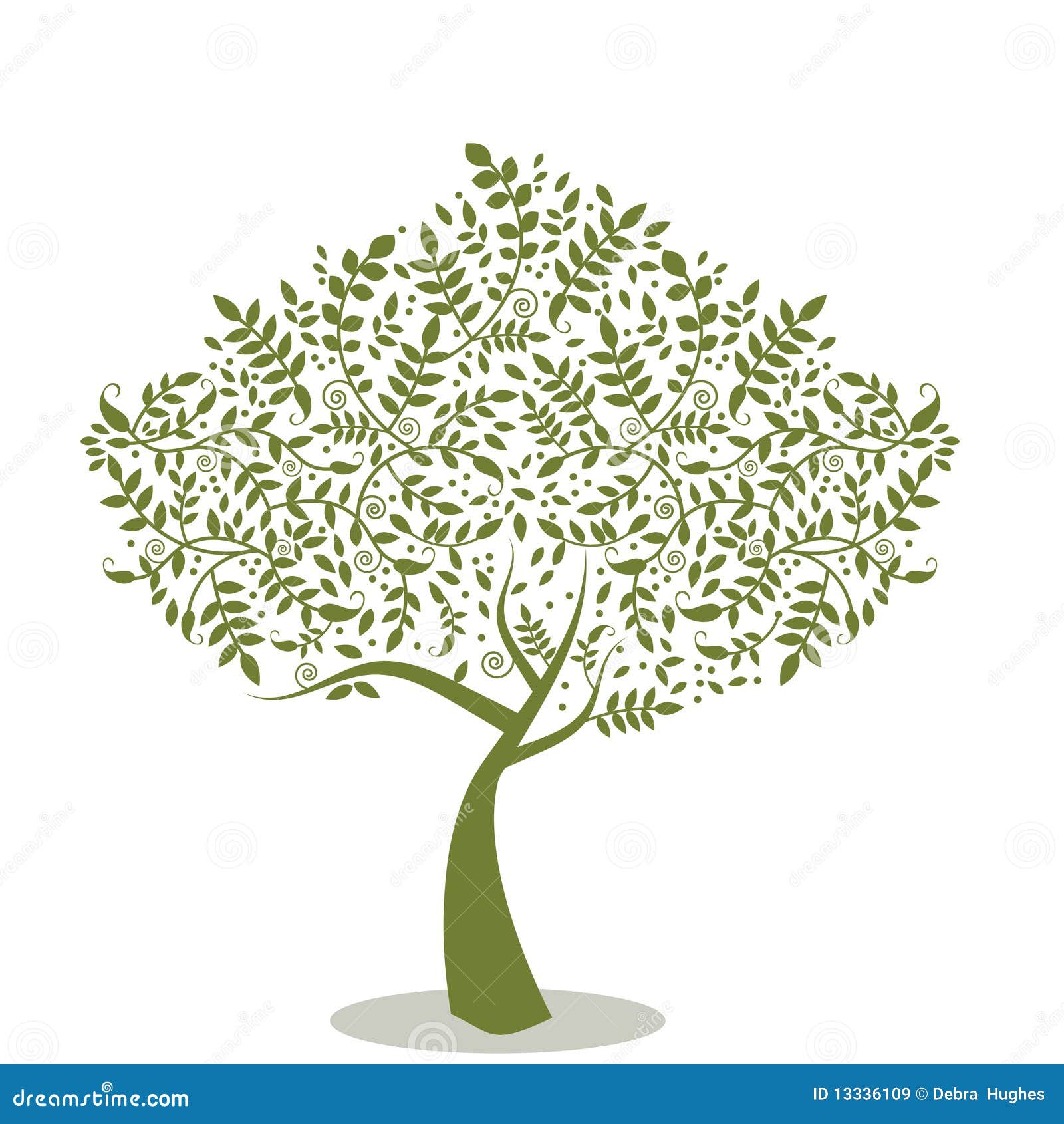 Stylized tree stock vector. Illustration of bird, buds - 13336109