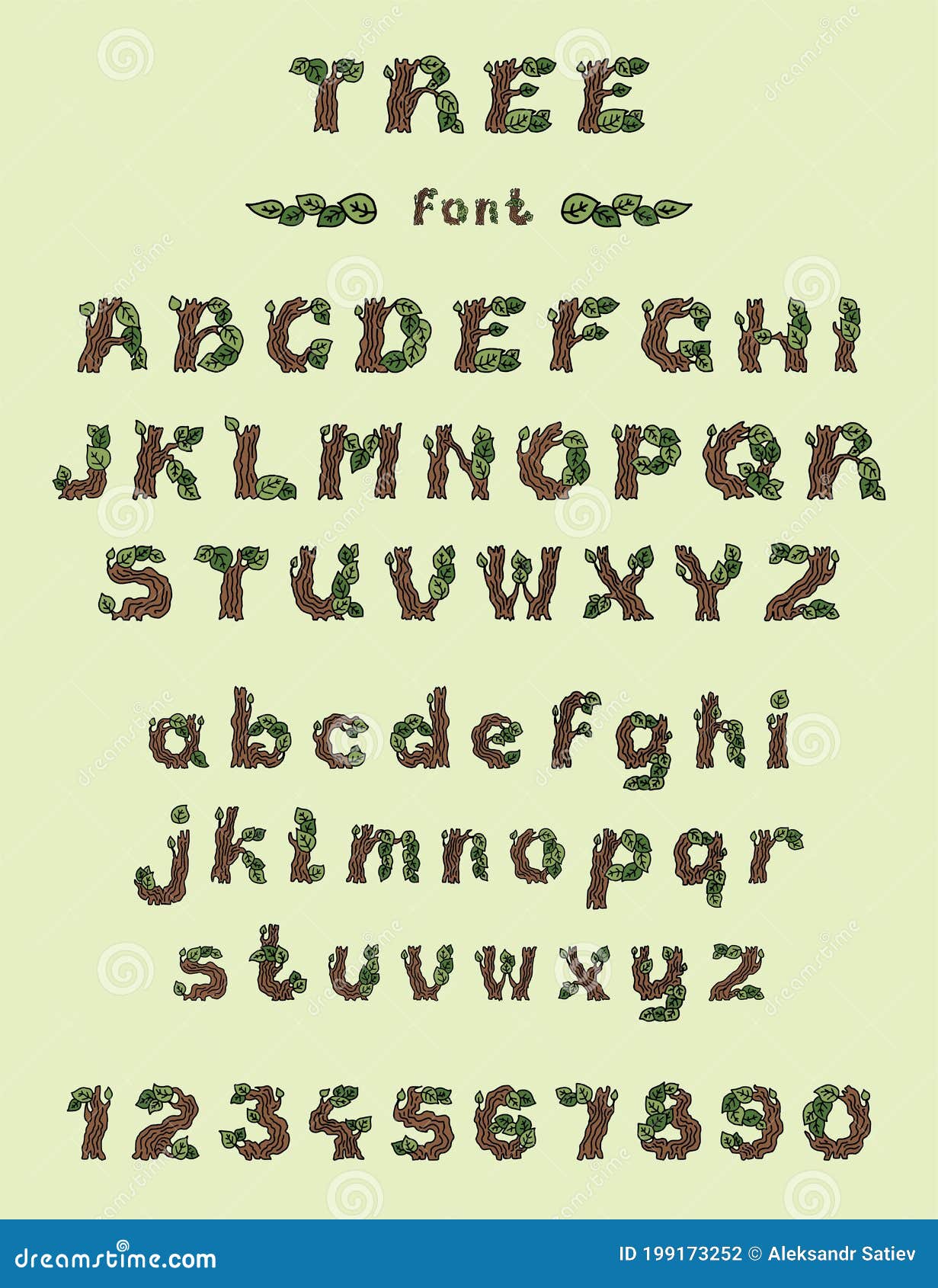 Tree font 4 stock vector. Illustration of primary, book - 199173252