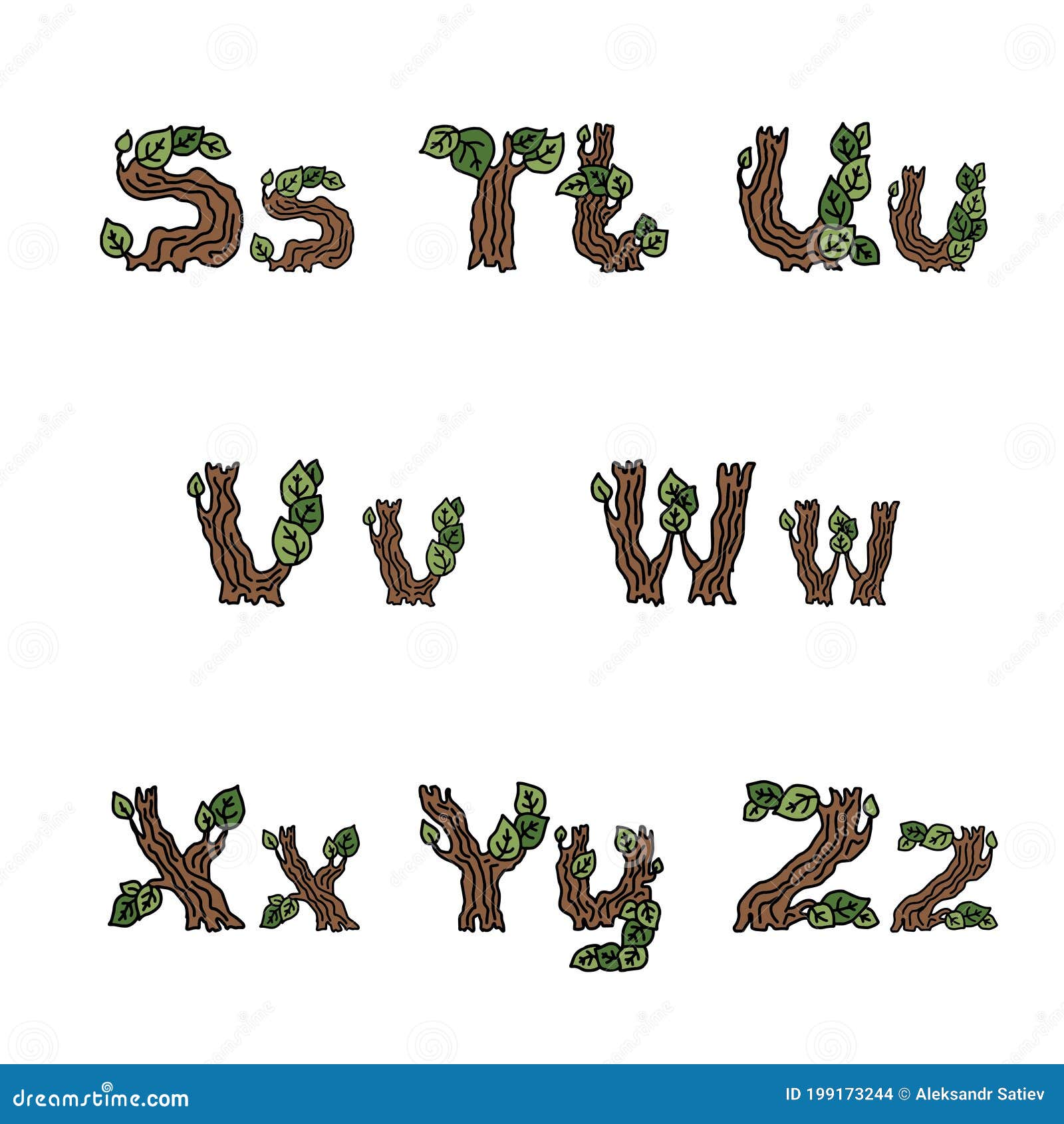 Tree font 3 stock vector. Illustration of logo, primary - 199173244