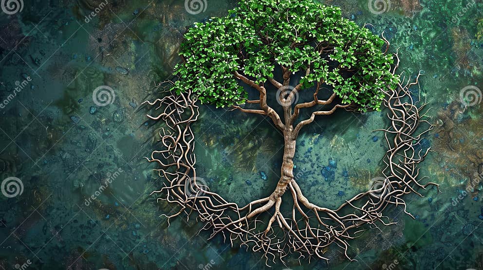 A Stylized Tree with Intricate Roots, Symbolizing Growth, Connection ...