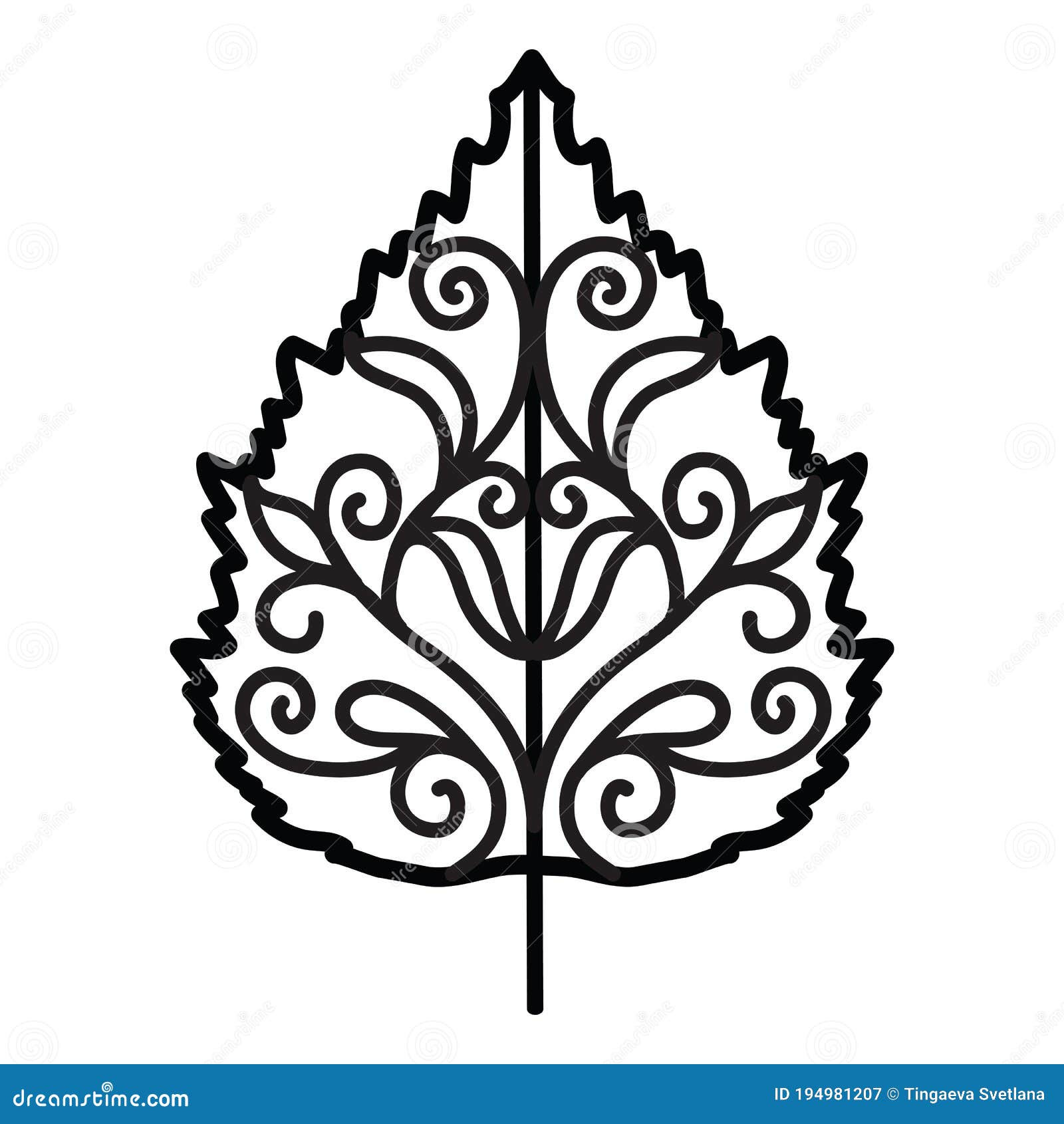 Stylized Tree Leaf on a White Background Stock Vector - Illustration of ...