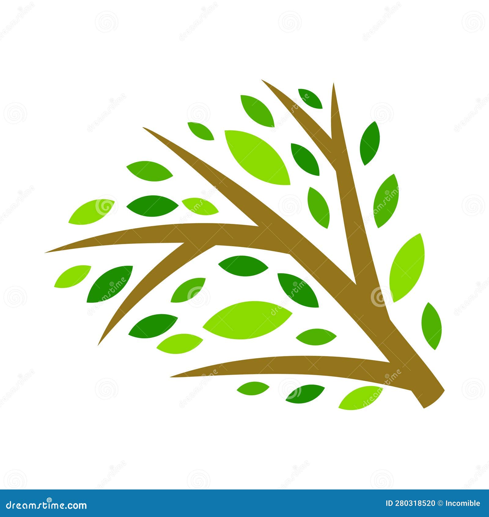 Stylized Tree with Leaves. Illustration or Concept for Emblem and ...