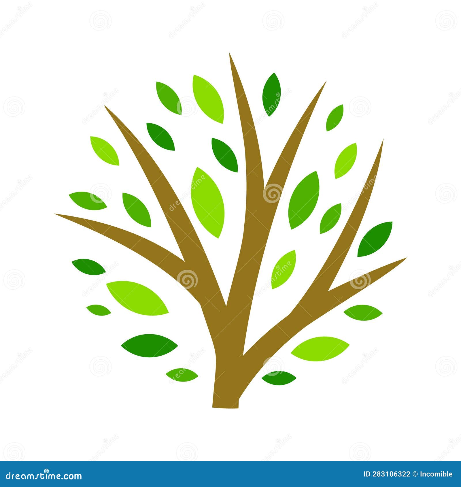 Stylized Tree with Leaves. Illustration or Concept for Emblem and ...