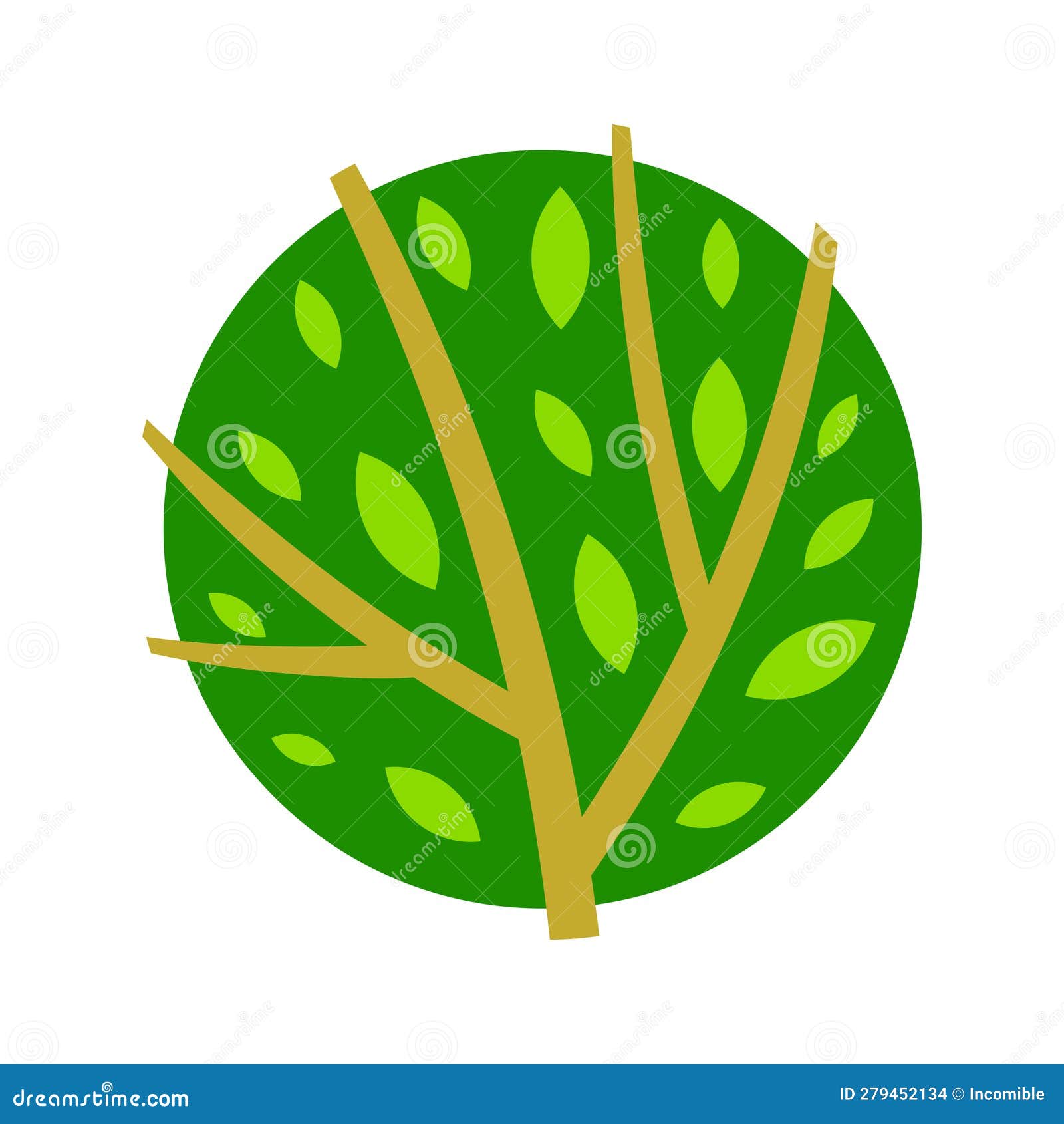 Stylized Tree with Leaves. Illustration or Concept for Emblem and ...