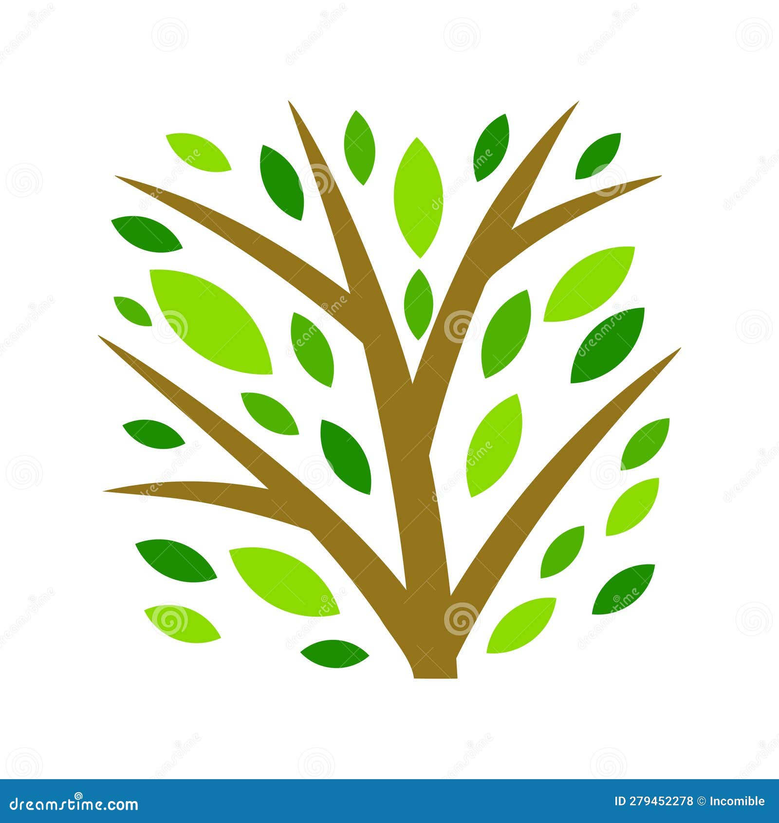 Stylized Tree with Leaves. Illustration or Concept for Emblem and ...