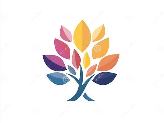 Vibrant Tree Logo with Colorful Leaves, Gradient Tree Design with Vibrant Colors Stock ...