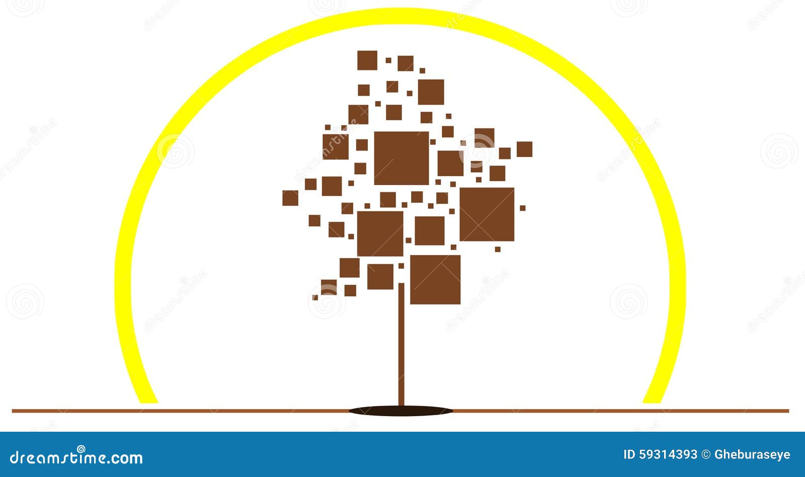 Stylized Tree Logo with Squares Isolated Stock Vector - Illustration of ...