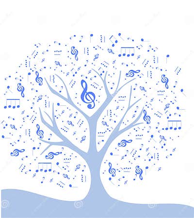 Stylized Colorful Tree with Notes Stock Vector - Illustration of clef ...