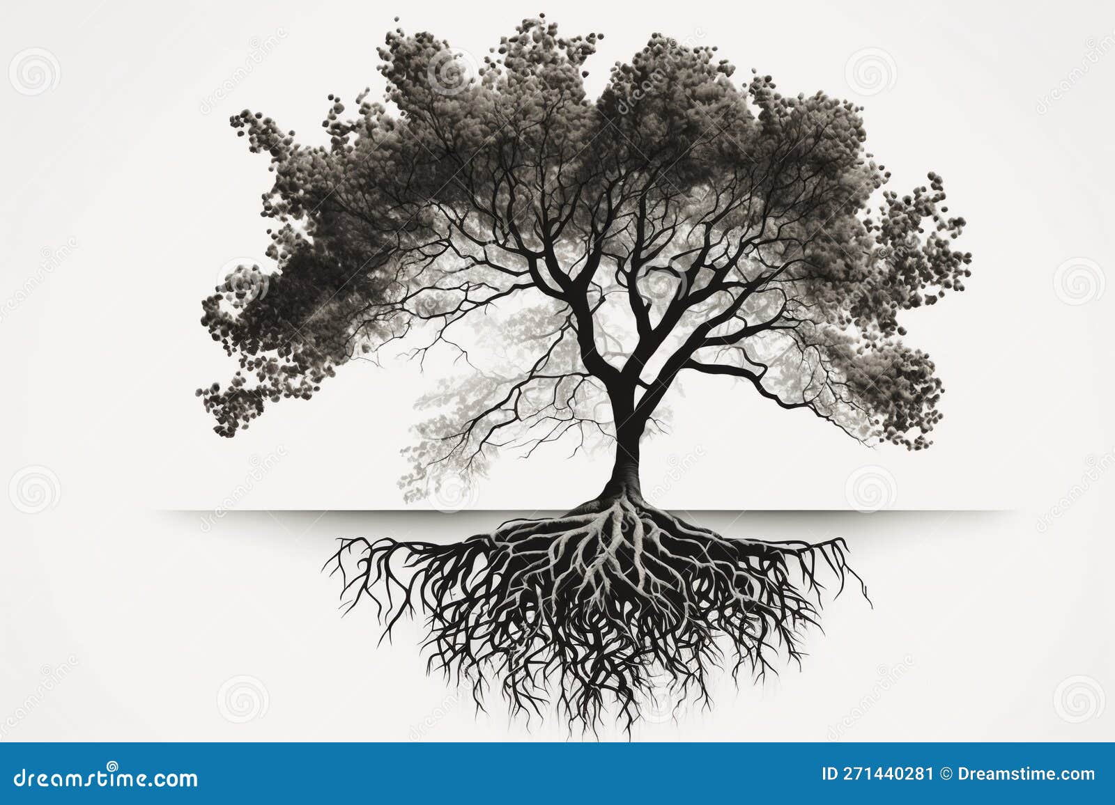 Stylized Tree with Roots Concept, Created with Generative AI Stock ...