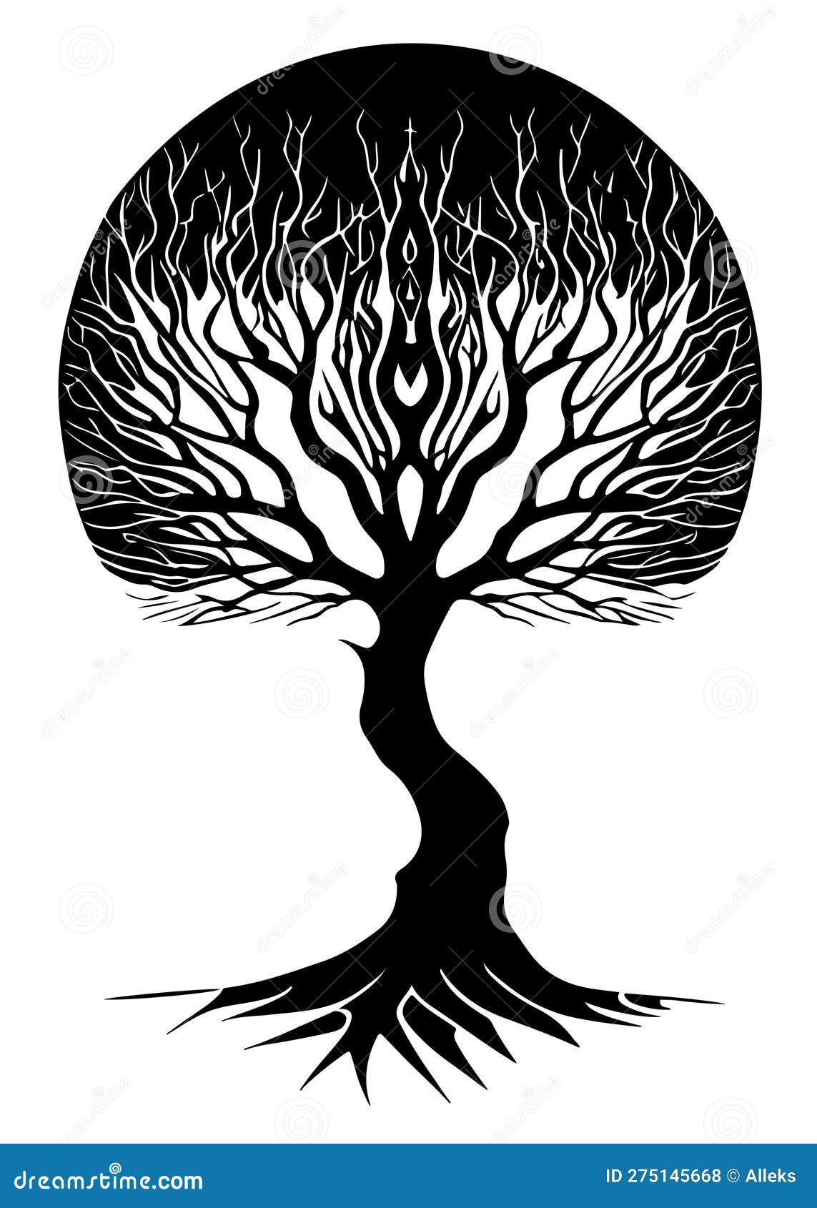 Tree Silhouette With Roots Tattoo
