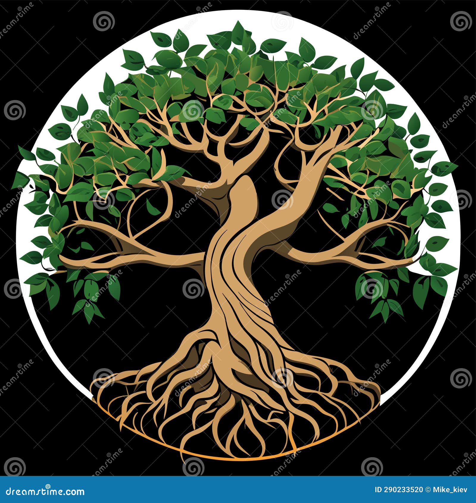 Stylized tree with roots stock vector. Illustration of nature - 290233520