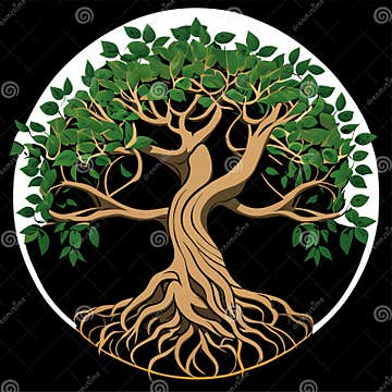 Stylized tree with roots stock vector. Illustration of nature - 290233520