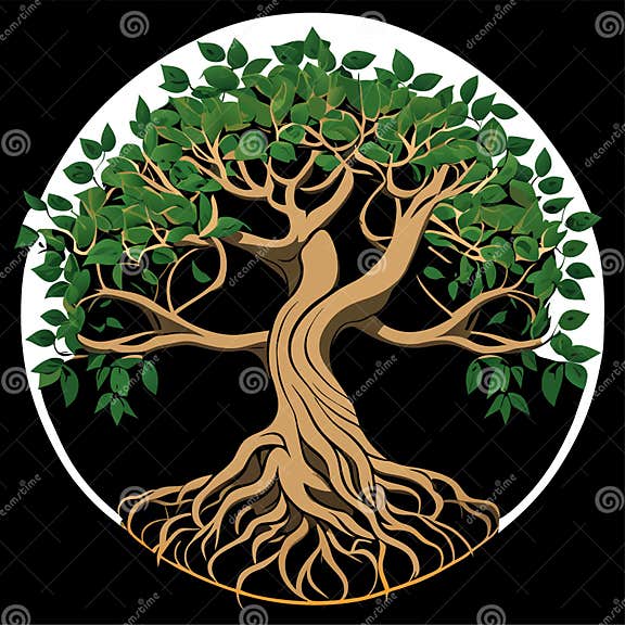 Stylized tree with roots stock vector. Illustration of nature - 290233520