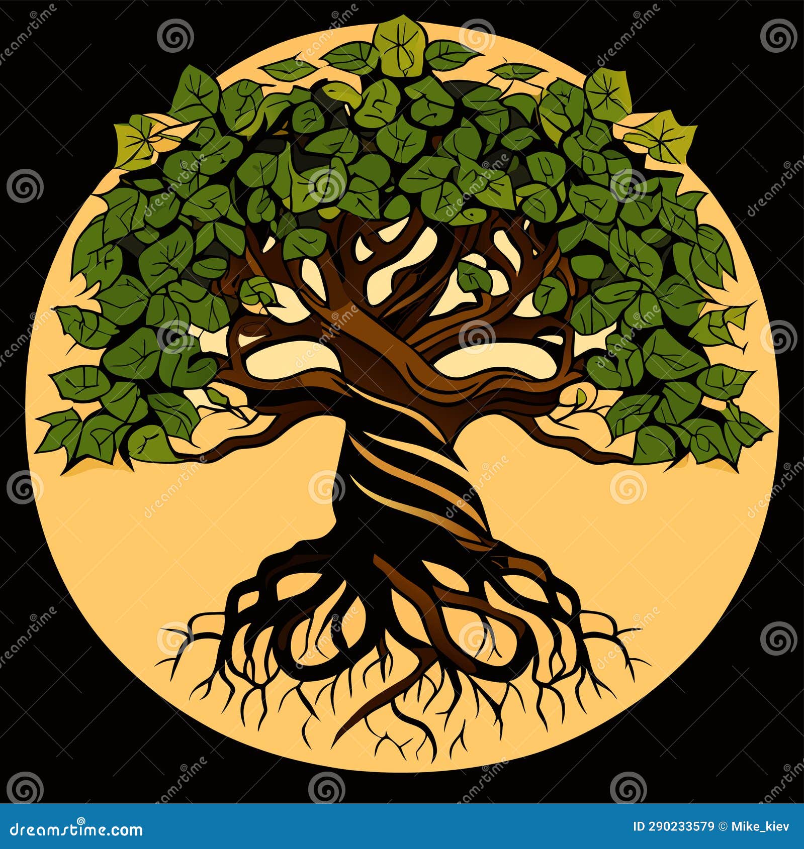Stylized tree with roots stock illustration. Illustration of locket ...
