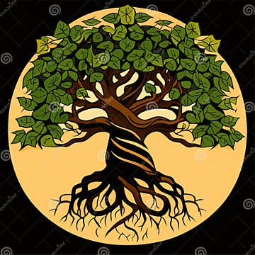 Stylized tree with roots stock illustration. Illustration of locket ...
