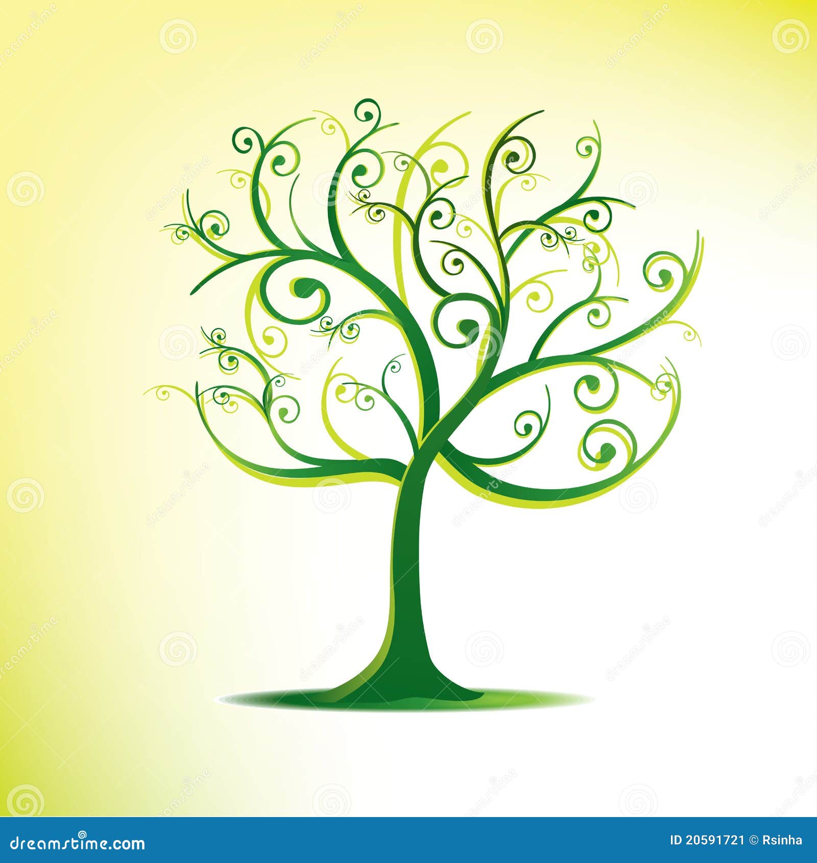 Stylized Tree In Swirls Cartoon Vector | CartoonDealer.com #20591721