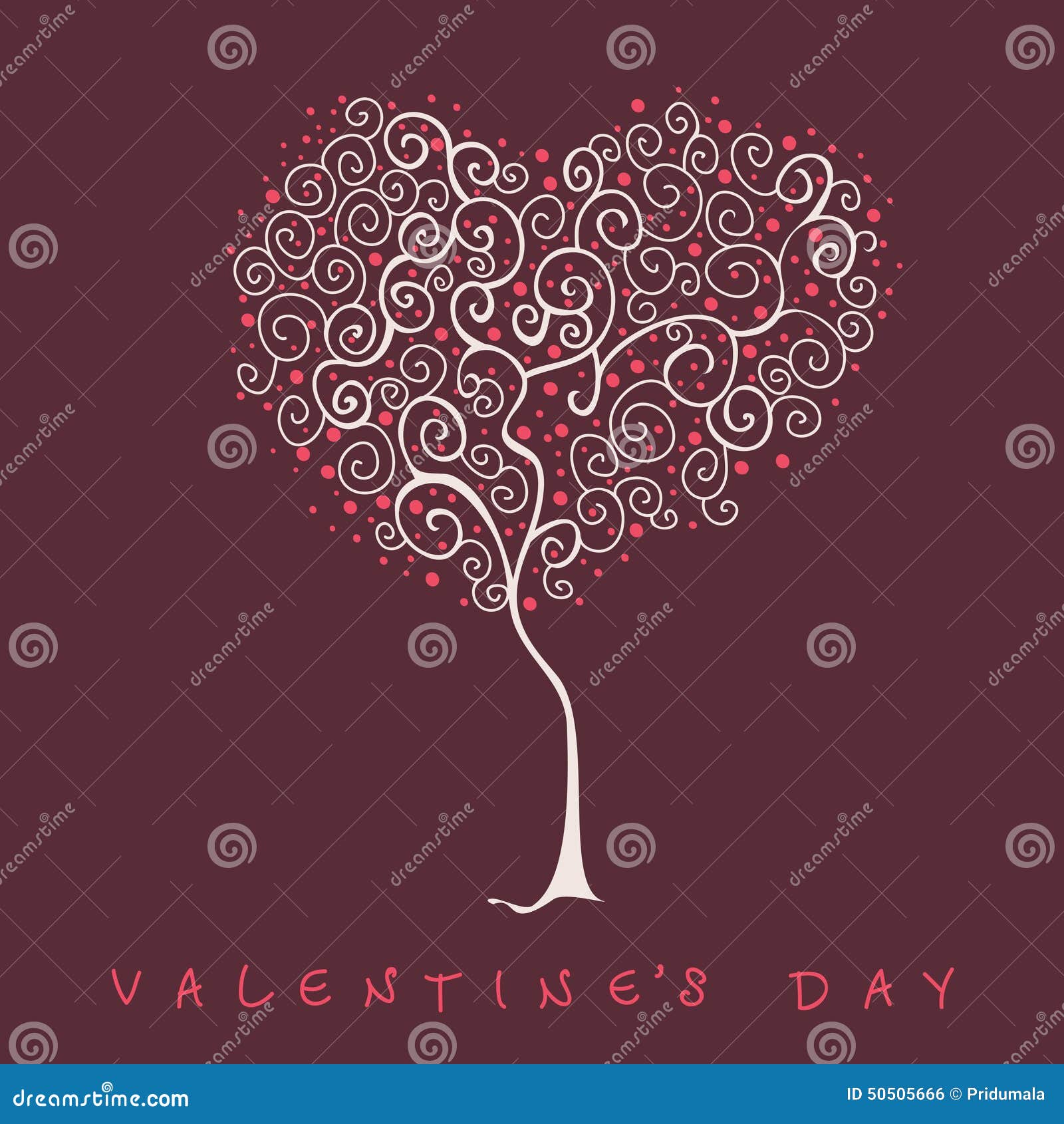 Stylized Tree, Valentine S Day Card Stock Vector - Illustration of cute ...