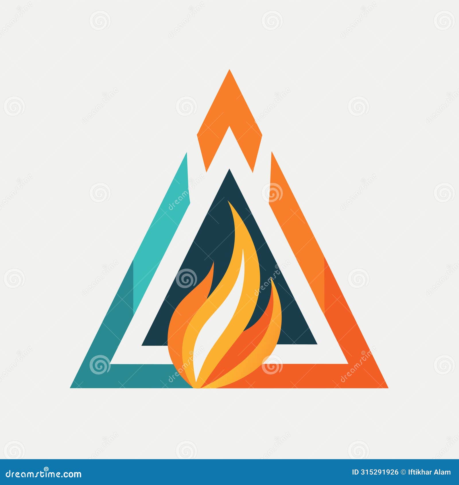 A Stylized Triangle Shape with a Fiery Design Inside, Representing ...