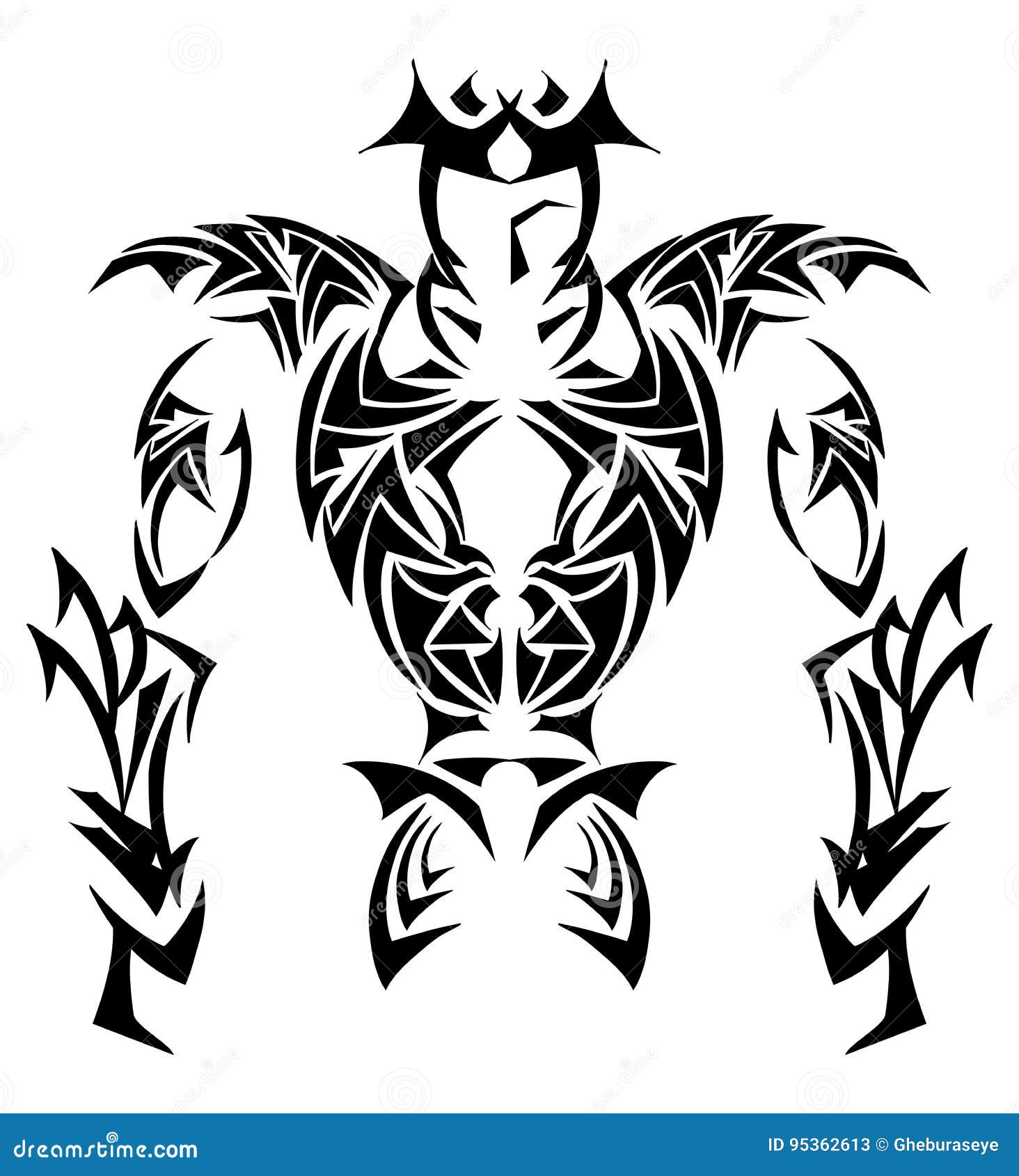 Stylized Tribal Knight in Black and White Isolated Stock Illustration ...