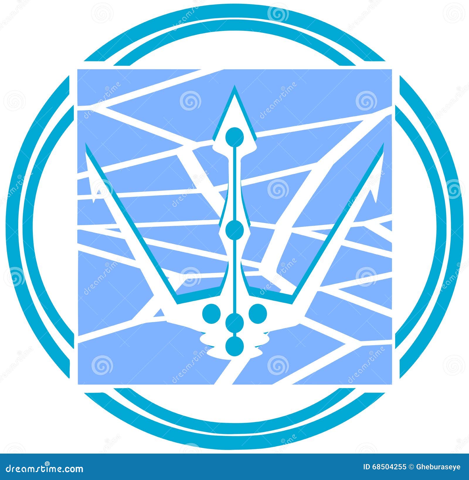 Stylized Trident on Blue Decoration Isolated Stock Vector ...
