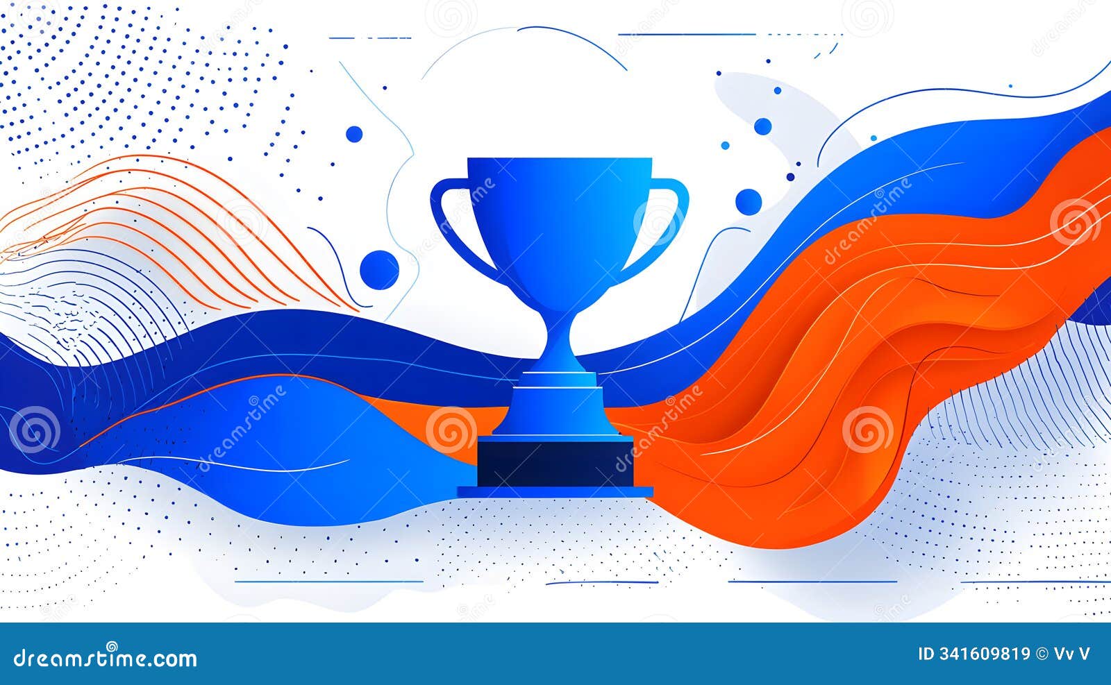 Stylized Trophy with Vibrant Waves Background Stock Image - Image of ...
