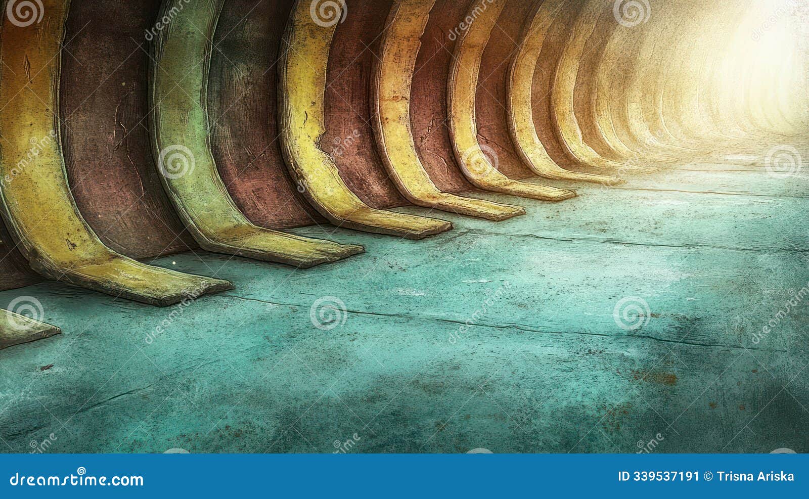 A Stylized Tunnel with Curved Walls and Light at the End, Suggesting ...