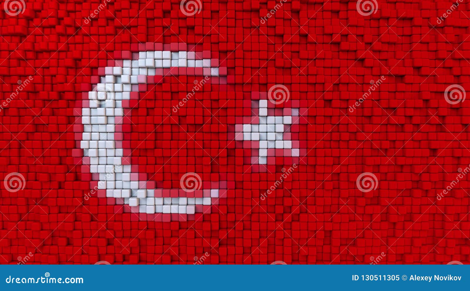 Stylized Mosaic Flag of Turkey Made of Moving Pixels, Seamless Loop ...