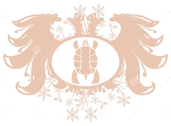 Stylized Two Headed Eagle with Turtle Isolated Stock Illustration ...