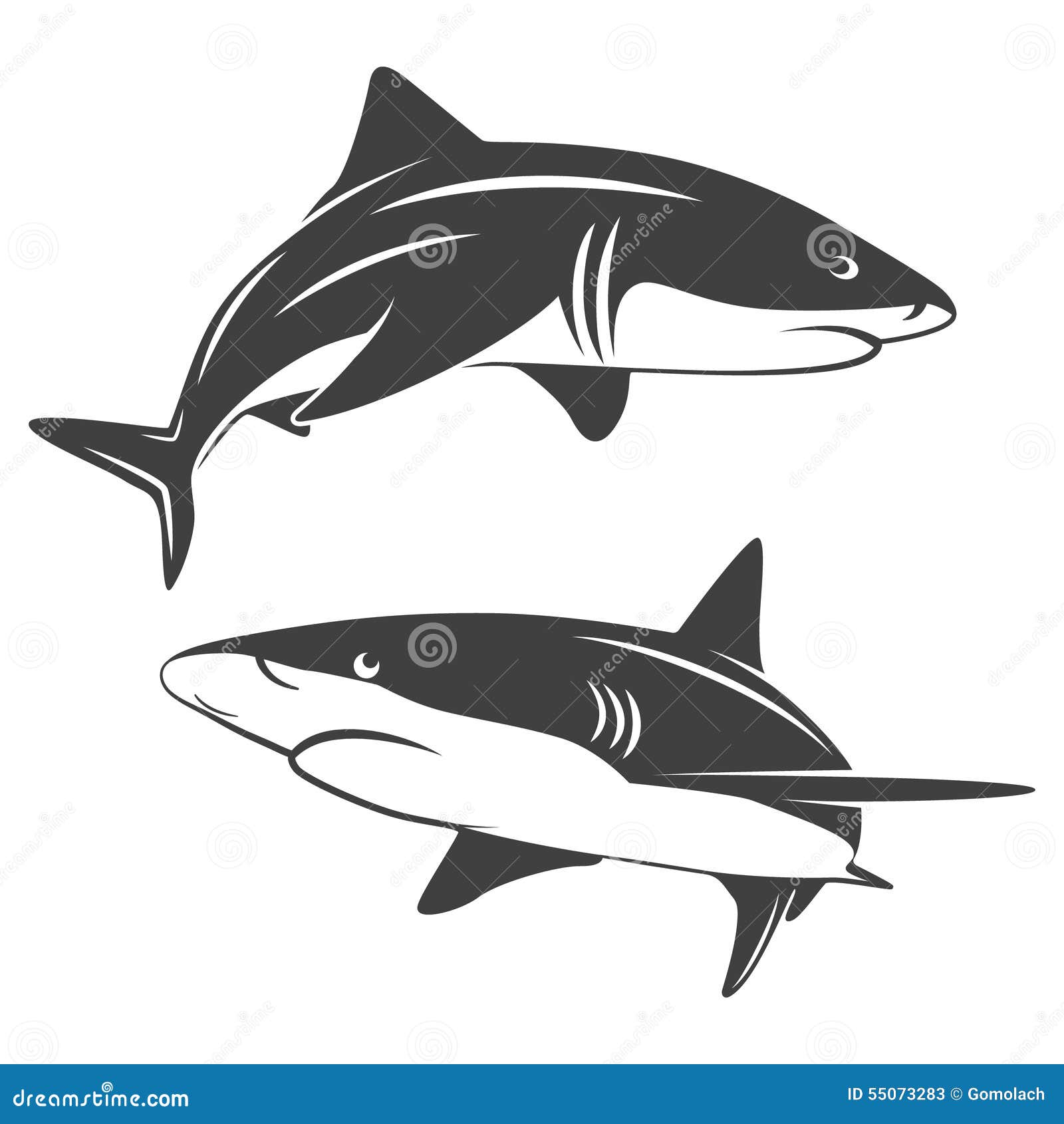 Stylized two sharks stock vector. Illustration of clipart - 55073283