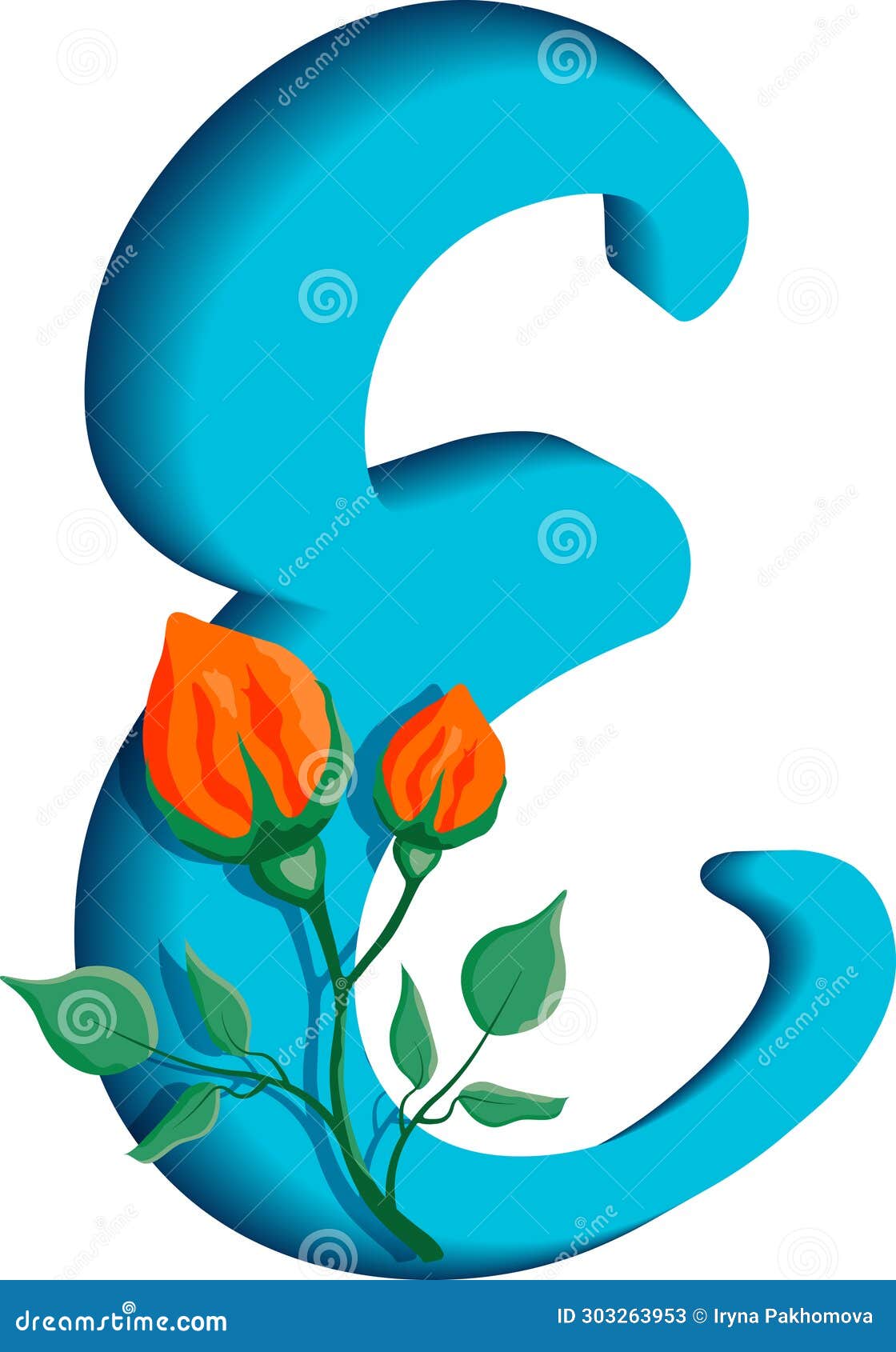 Stylized Typography with Three Dimensional Capital Letter E Isolated ...