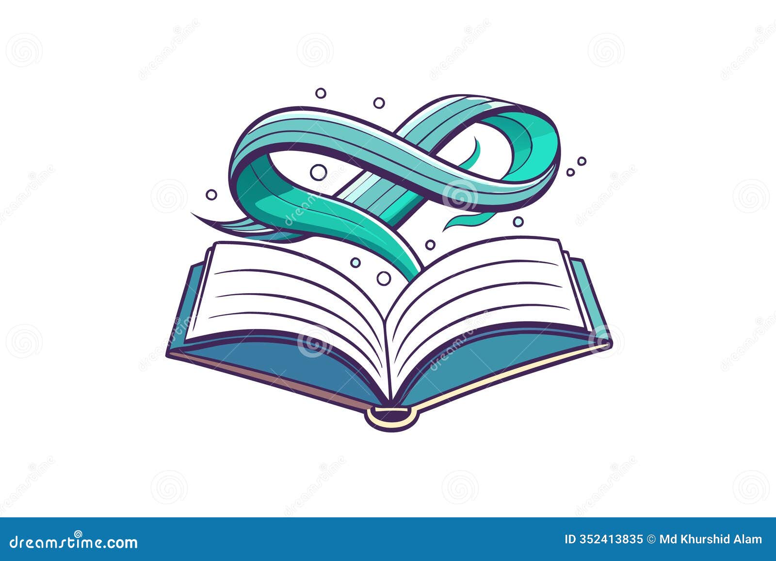 Stylized Vector Artwork Featuring an Open Book and Infinity Loop ...