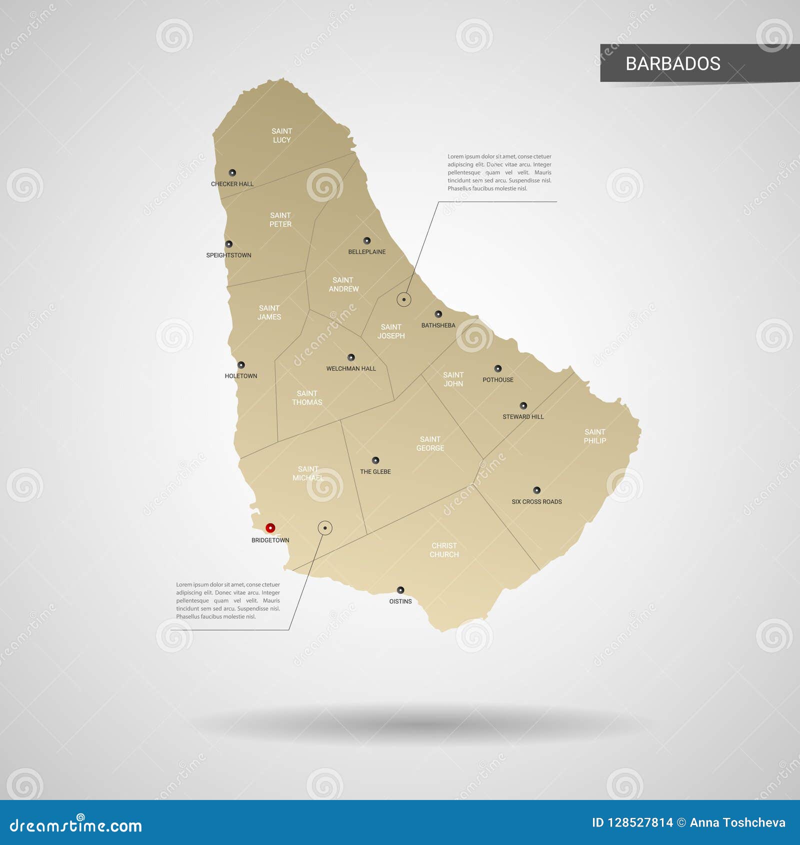 Stylized Barbados Map Vector Illustration. Stock Vector - Illustration ...