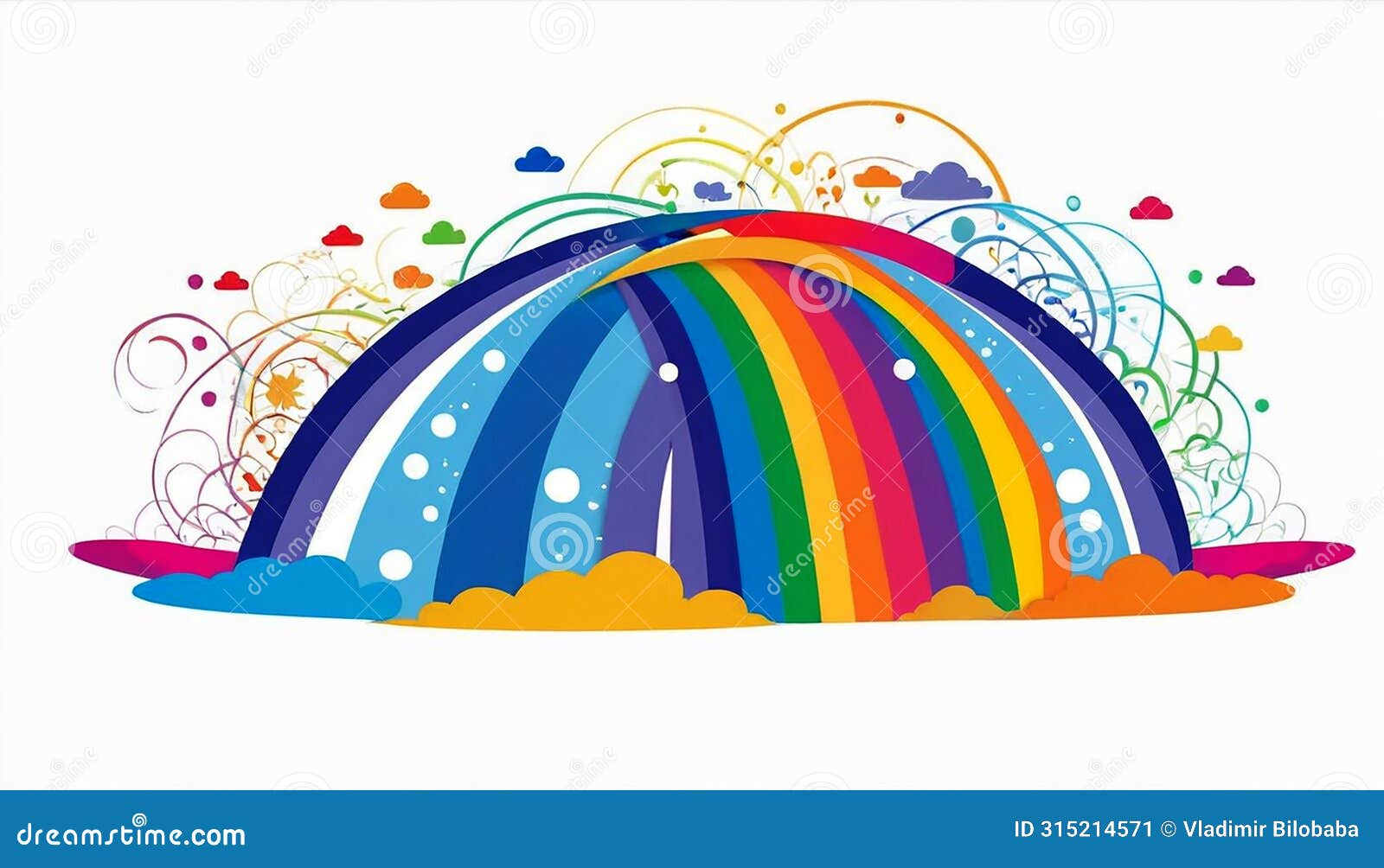 Stylized Vector Cartoon Style Image of a Rainbow Stock Illustration ...