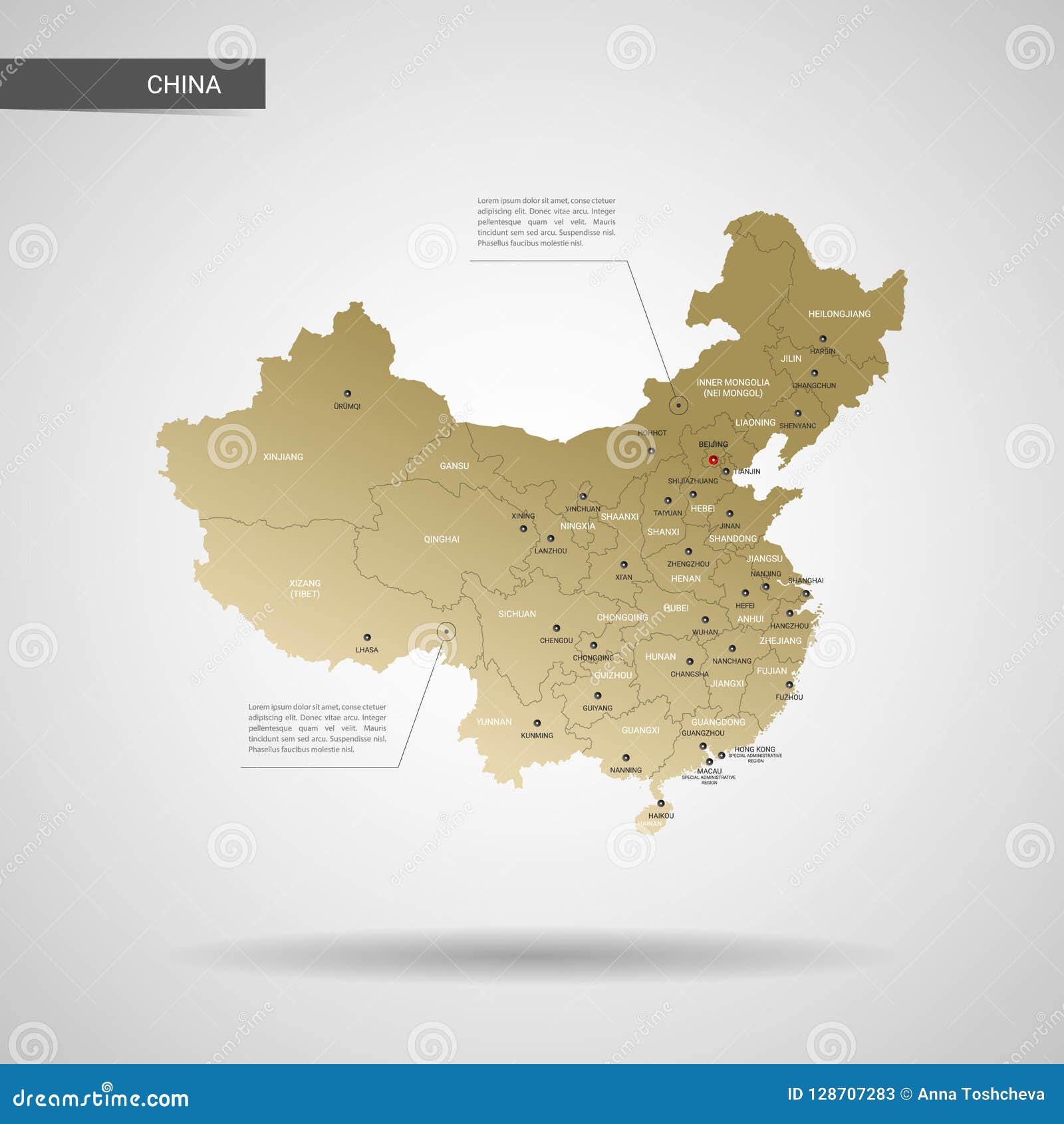 Stylized China Map Vector Illustration. Stock Vector - Illustration of ...