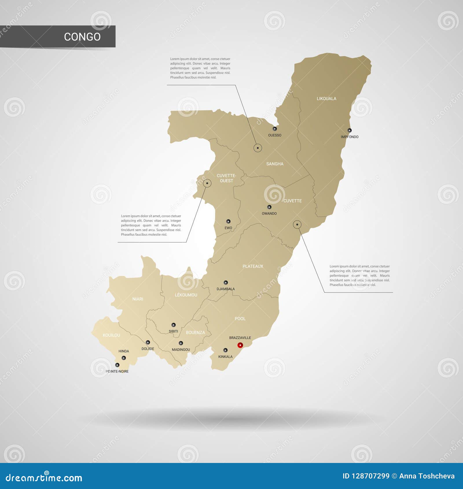 Stylized Congo Map Vector Illustration. Stock Vector - Illustration of ...