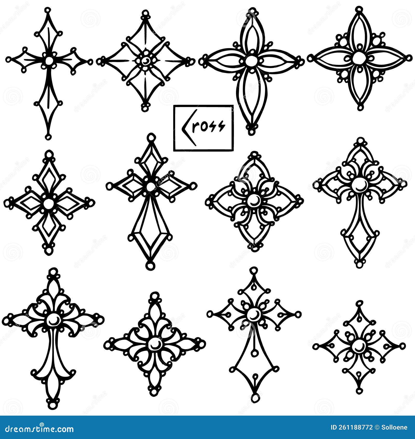 Stylized Vector Contour Set of Cross Stock Vector - Illustration of ...