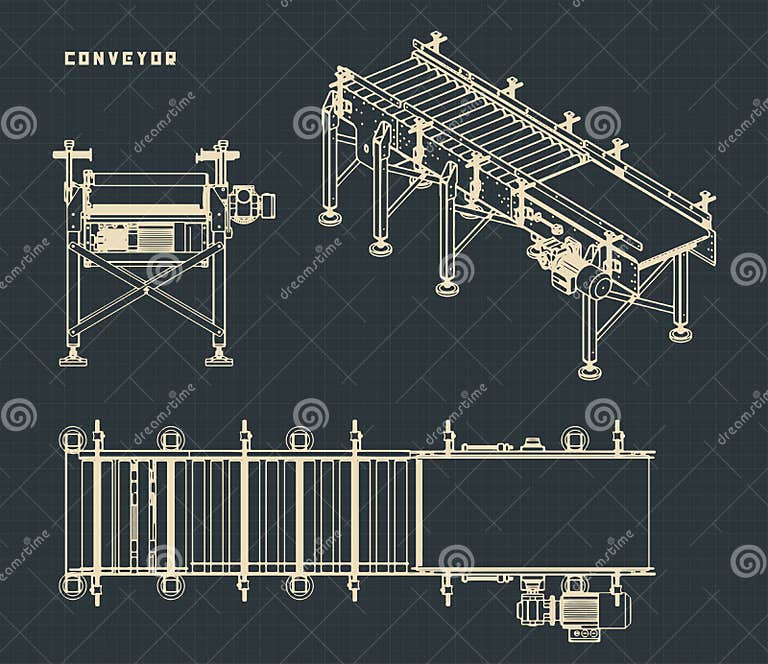 Stylized Vector Conveyor Drawings Stock Vector - Illustration of ...