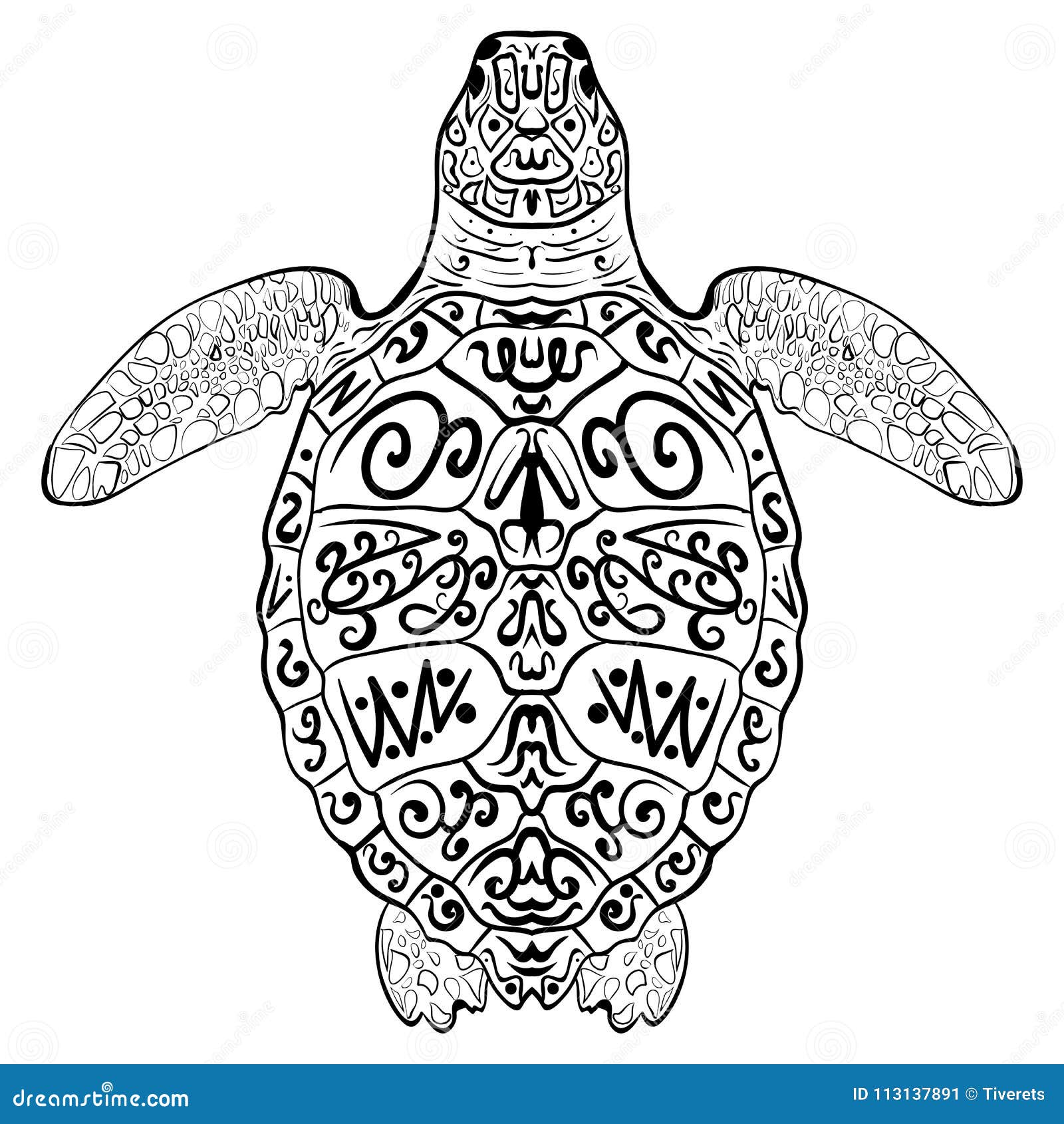 Zentangle Turtle With Calligraphic Quote - Long Life. Vector For Tattoo ...