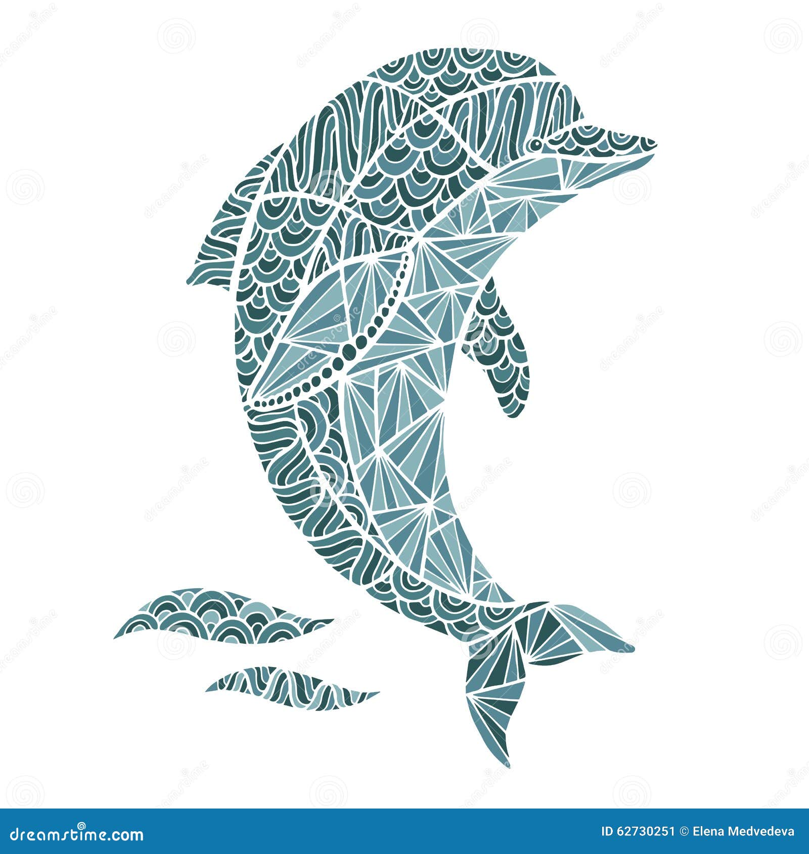 Stylized Vector Dolphin, Zentangle Isolated Stock Vector - Illustration ...