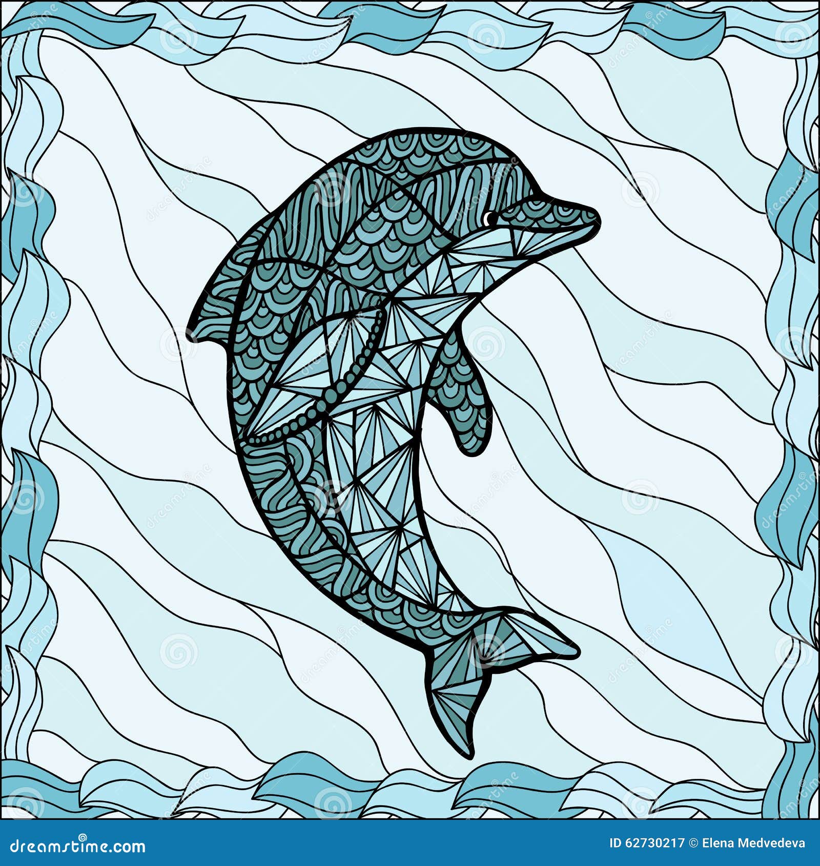 Stylized Vector Dolphin, Zentangle Isolated Stock Vector - Illustration ...