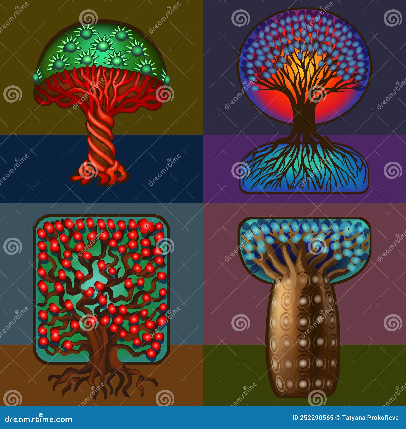 African Trees Black Vector Silhouettes Isolated On White Background ...