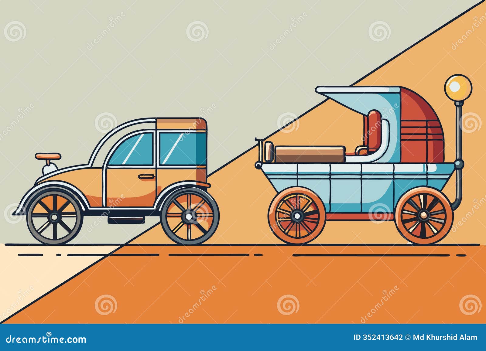 Stylized Vector Graphic Showcasing Side by Side Comparison of Vintage ...