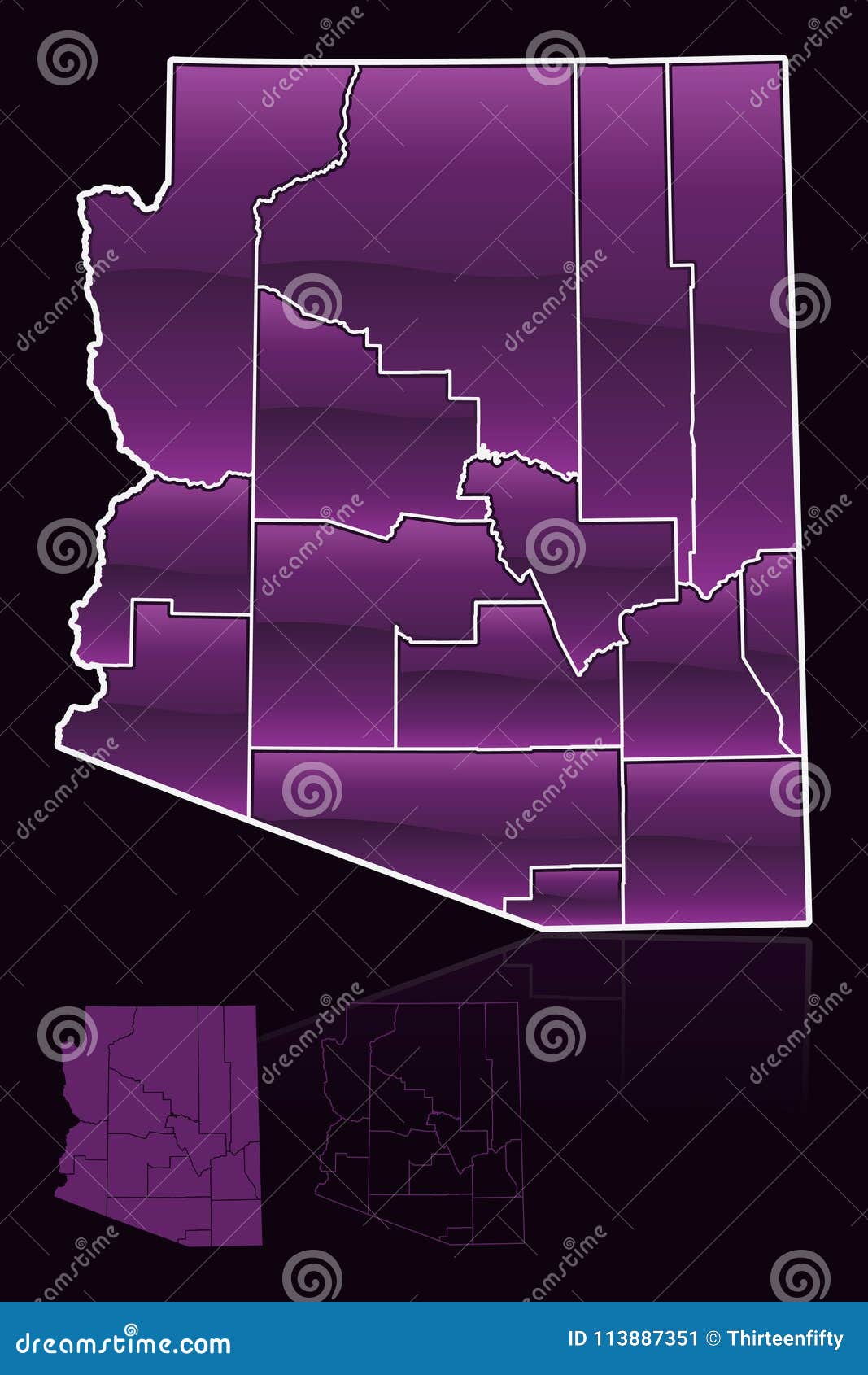 Arizona State and County Map Vector Illustration Stock Vector ...