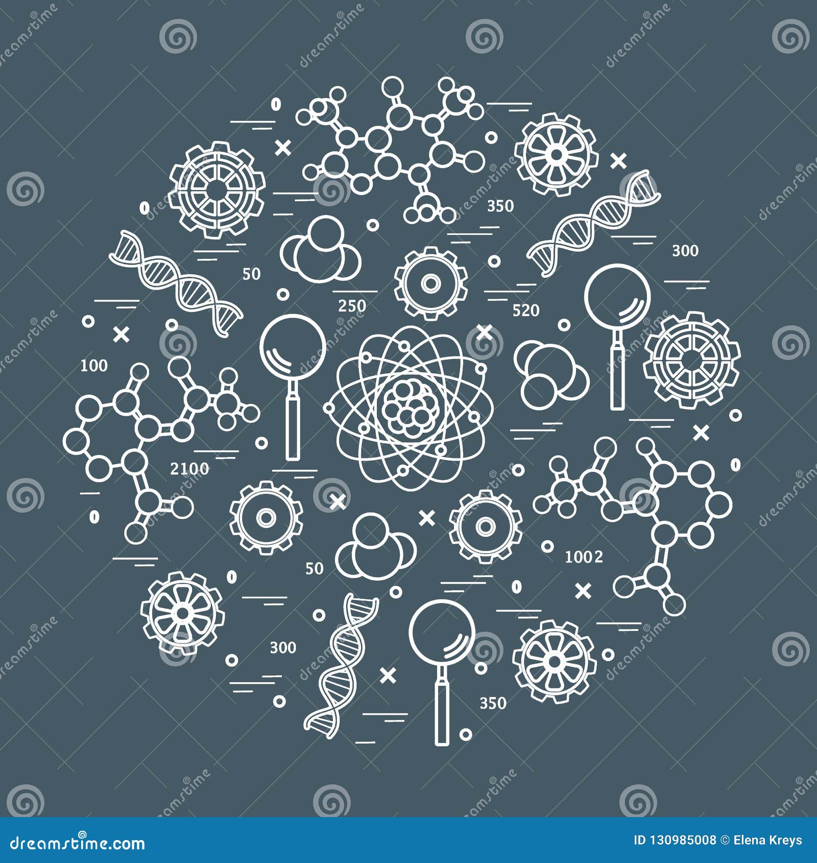 Variety Of Scientific Symbols, Formulas And Equations On White ...